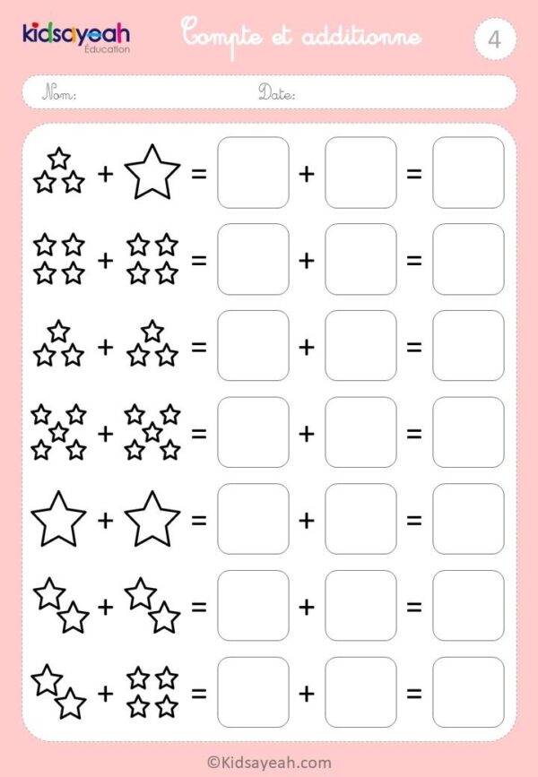 Exercices pour apprendre à compter 1-10_série10 - Kidsayeah Éducation