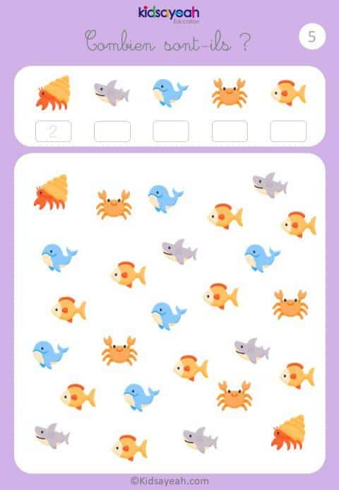 Apprendre à compter de 1 à 10 - Animaux - 5 - Kidsayeah Éducation