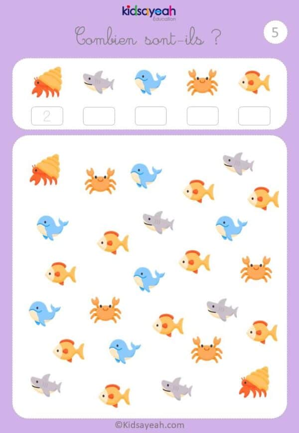 Apprendre à compter de 1 à 10 - Animaux - 5 - Kidsayeah Éducation