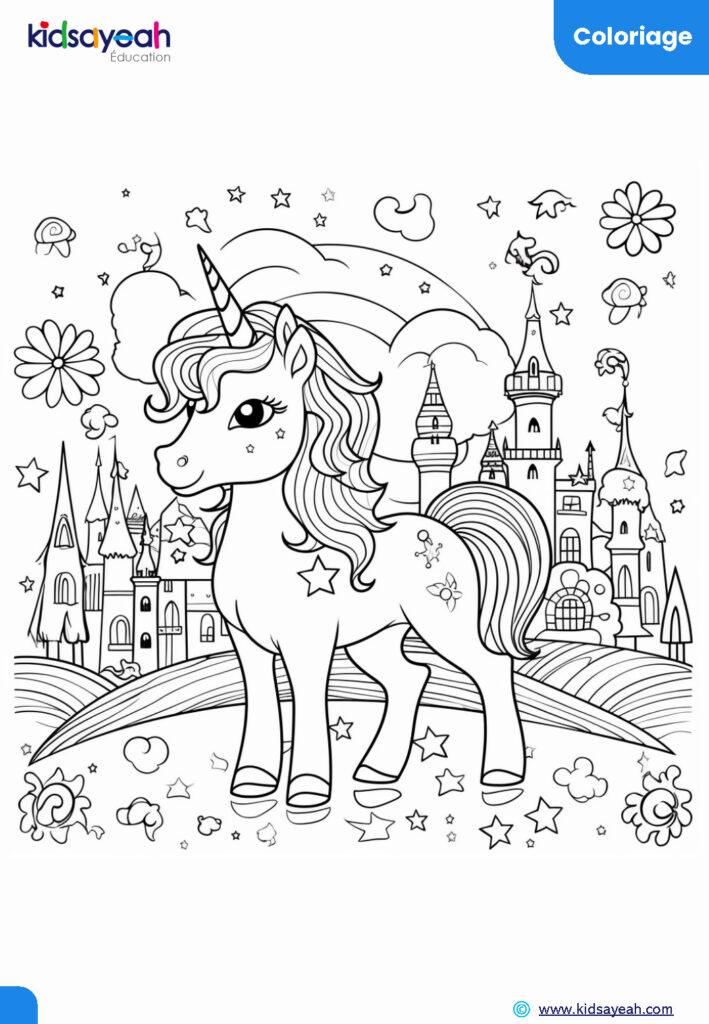 Coloriage licorne motricité fine | Fiche à imprimer
