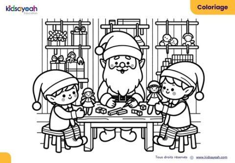 Coloriage Lutins du Père Noël - PDF gratuit à imprimer