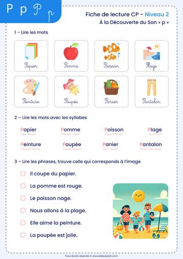 Lecture CP - 5 niveaux progressives, fiches PDF à Télécharger