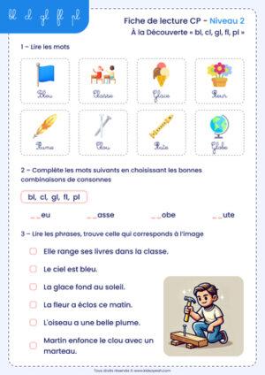 Lecture CP - 5 niveaux progressives, fiches PDF à Télécharger