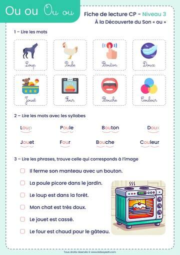 Fiche de lecture CP : le son "eu" - PDF à télécharger et imprimer